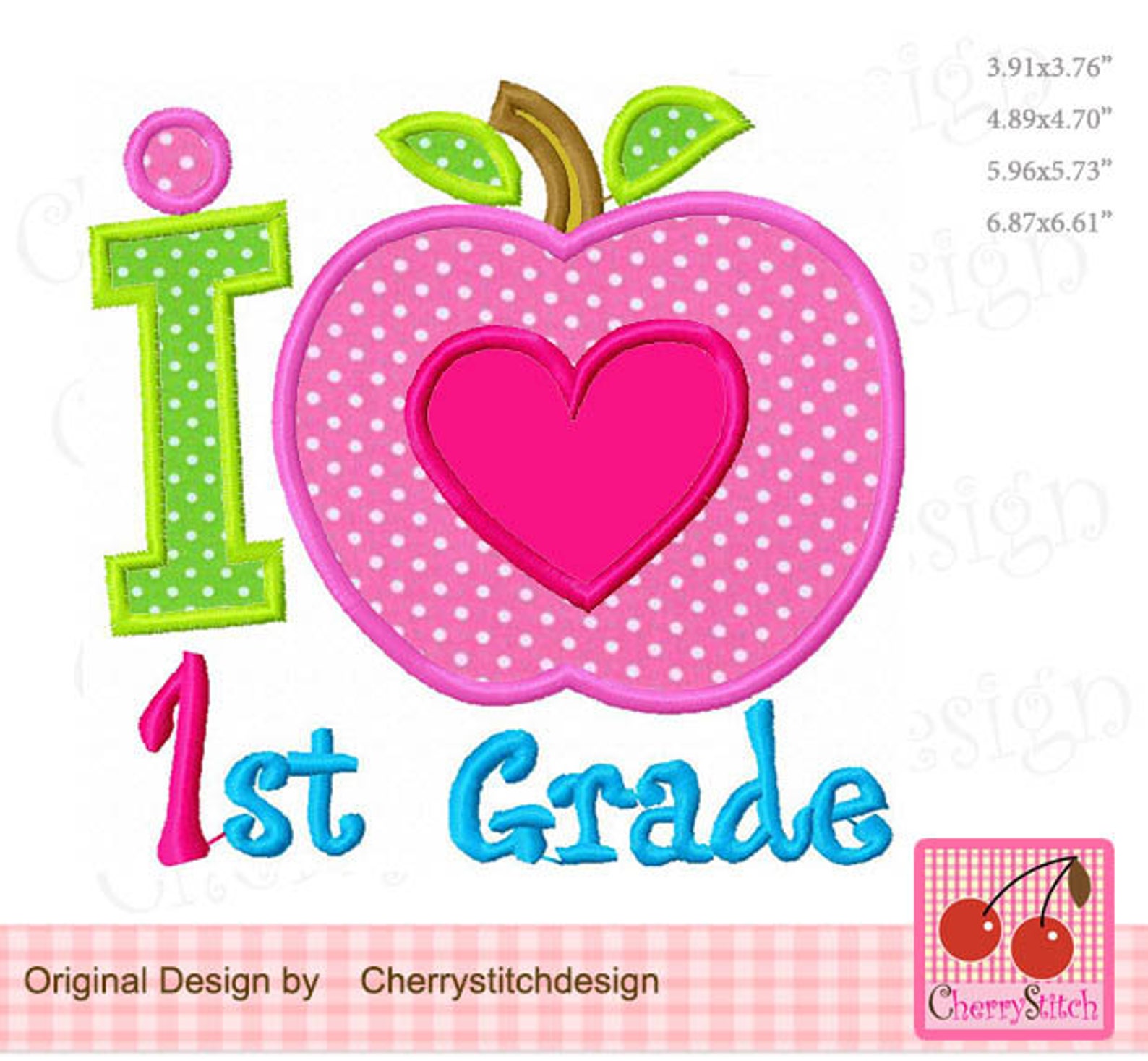 I Love 1st Grade Back to School Machine Embroidery Applique - Etsy