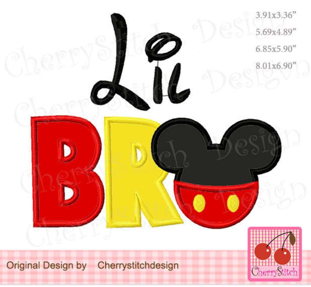 Lil BRO Embroidery Mickey Brother Machine Applique - Etsy