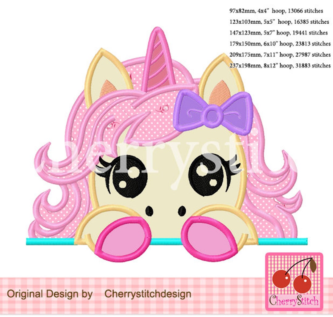 Sweet Baby Unicorn Machine Embroidery Design With Adorable Bow - Etsy