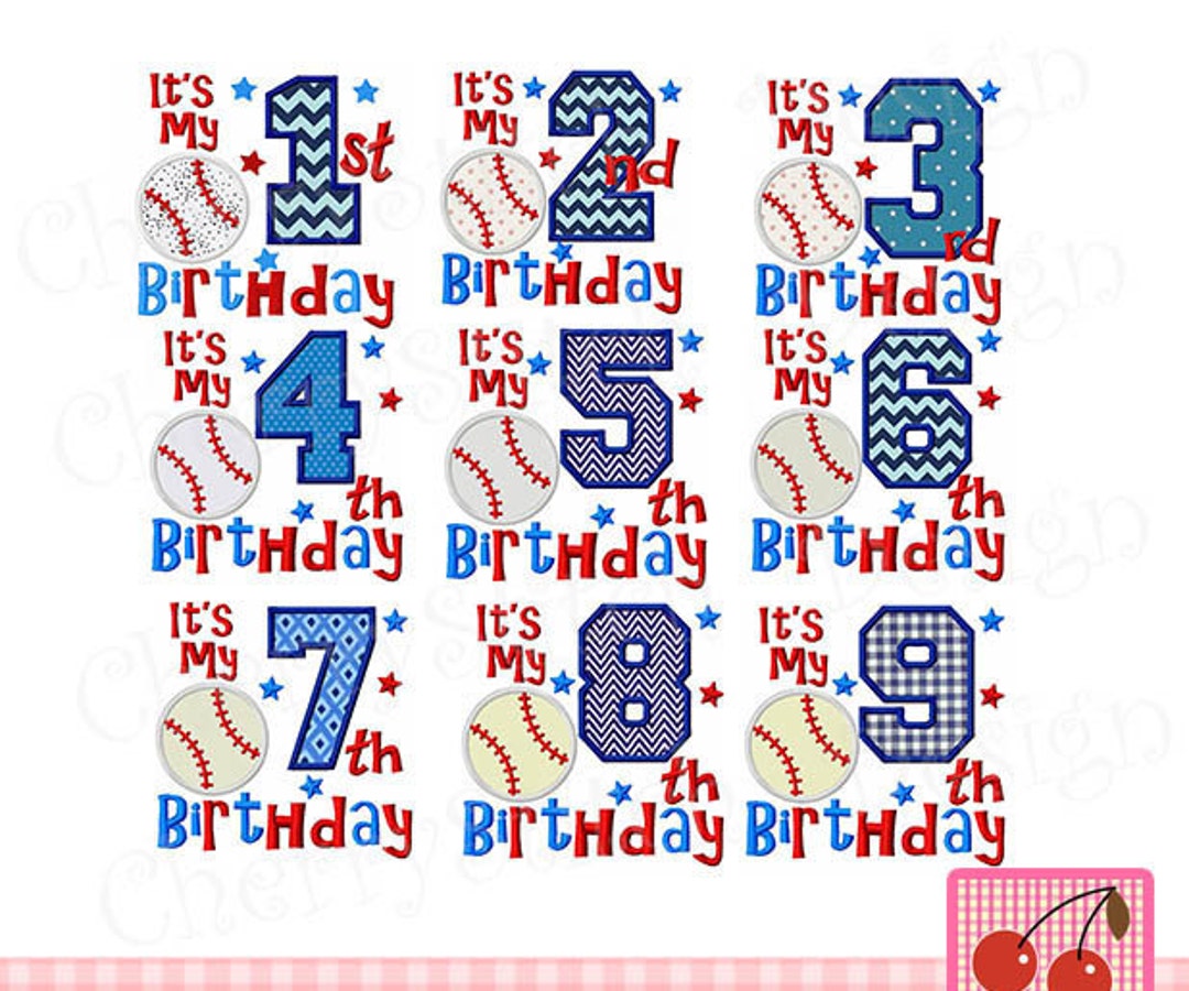 Baseball Numbers Embroidery Birthday Machine Embroidery Applique - Etsy