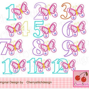 Butterfly Numbers, Birthday Numbers Machine Embroidery Applique - Etsy