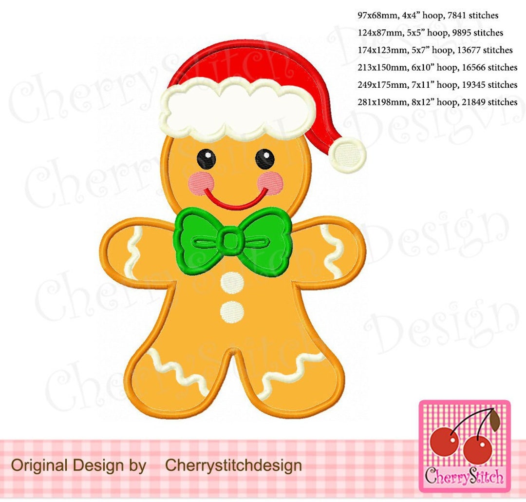 Christmas Gingerbread Santa Hat Gingerbread Machine Embroidery Applique ...