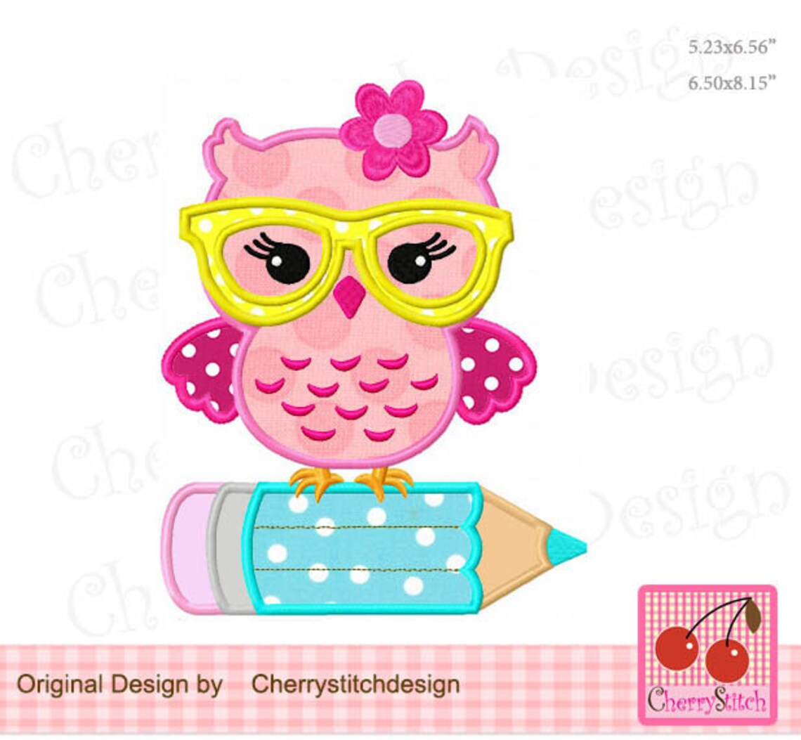School Owl With Pencil Back to School Machine Embroidery - Etsy