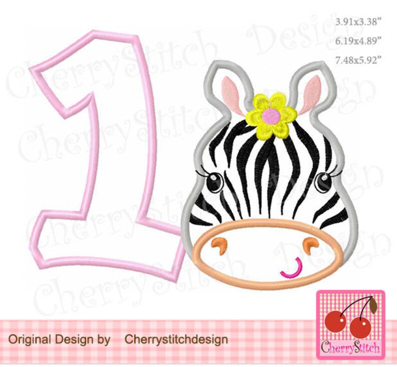Zebra Girl Number 1 Appliquel Machine Embroidery Design | Etsy