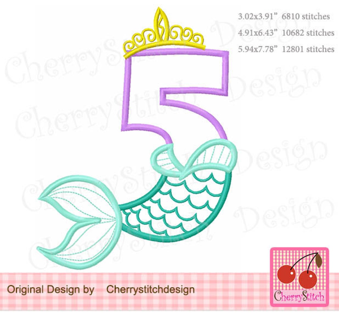 Mermaid tail Number 5 Mermaid number 5 Birthday Princess | Etsy