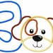Puppy Number 3, Dog Number 3, Birthday Number 3 Machine Embroidery ...
