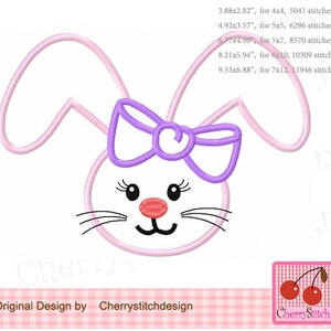 Embroidery Bunny Face, Bunny With Bow Machine Embroidery Applique EAS72 ...