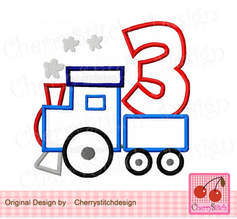 Train Number 3 Transportation Birthday Machine Embroidery | Etsy