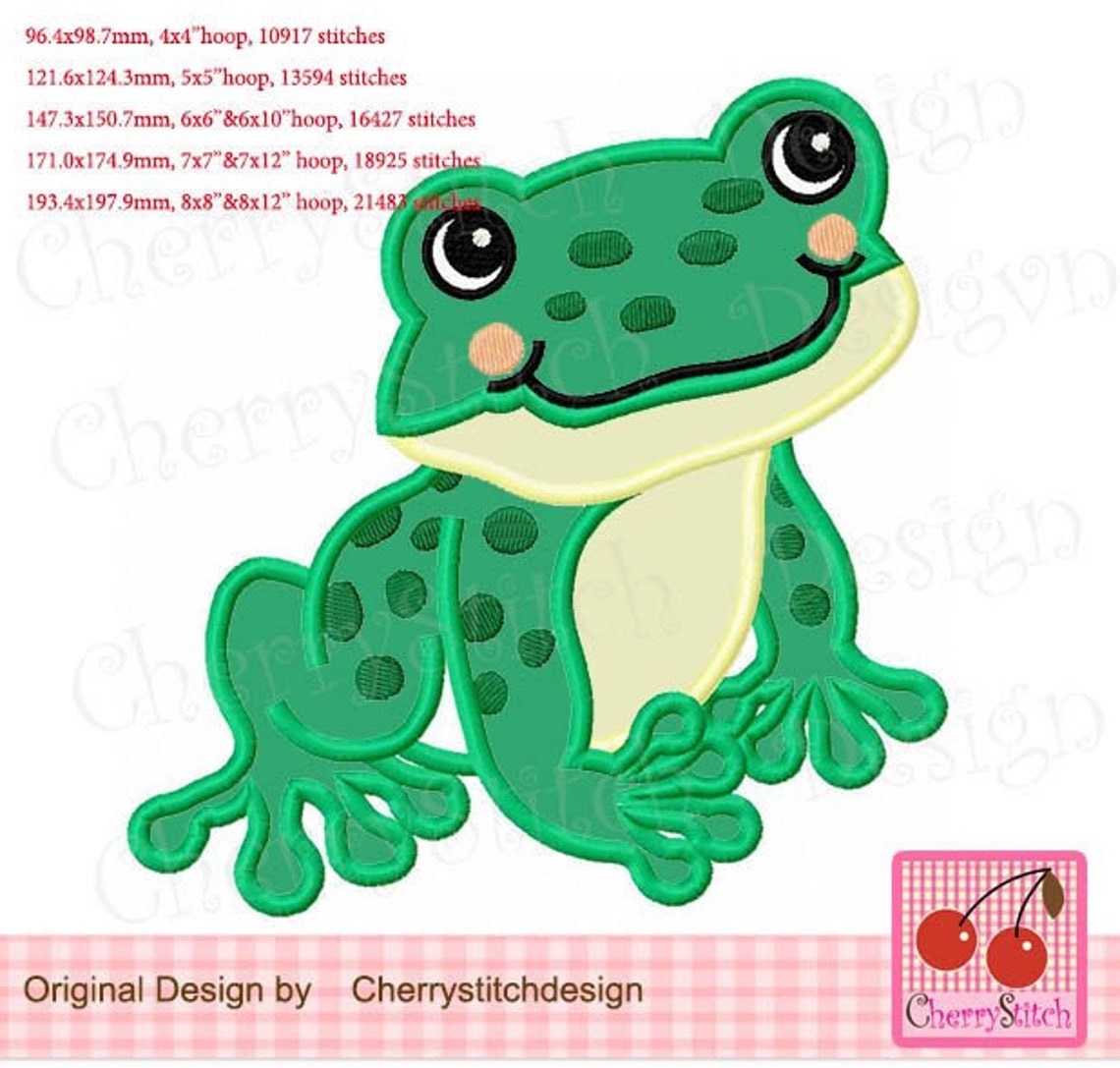 Cute Frog Machine Embroidery Applique Design AN0512 - Etsy