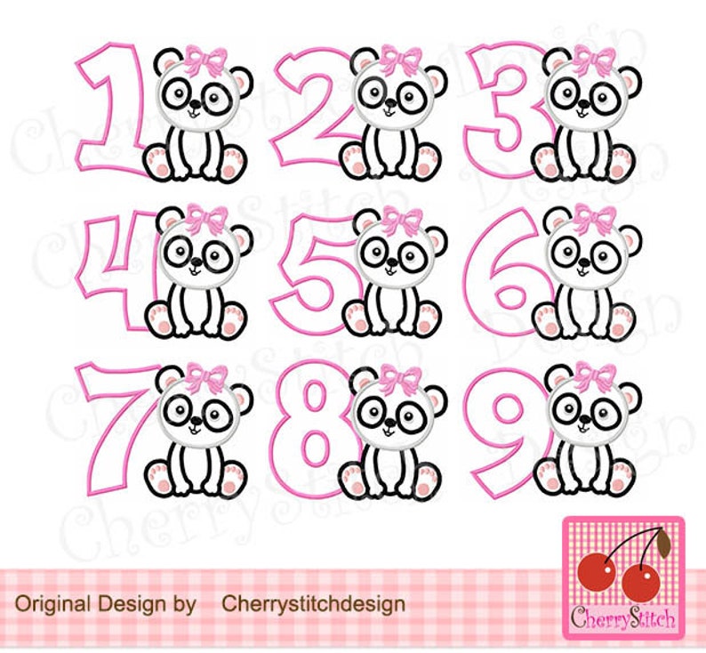 Panda Numbers 1 Through 9 Panda Numbers Set Birthday Numbers - Etsy
