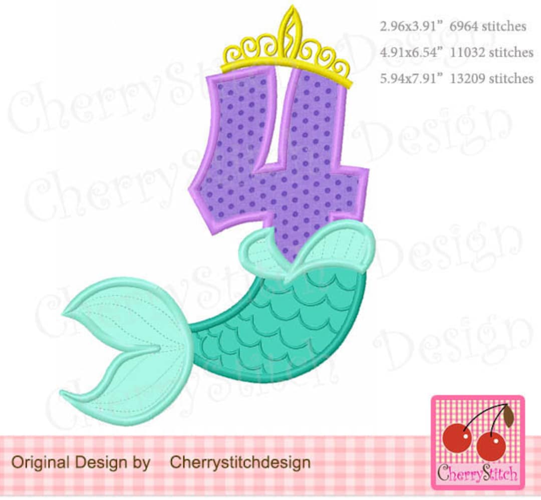 Mermaid Tail Number 4, Mermaid Number 4, Birthday Princess Machine ...