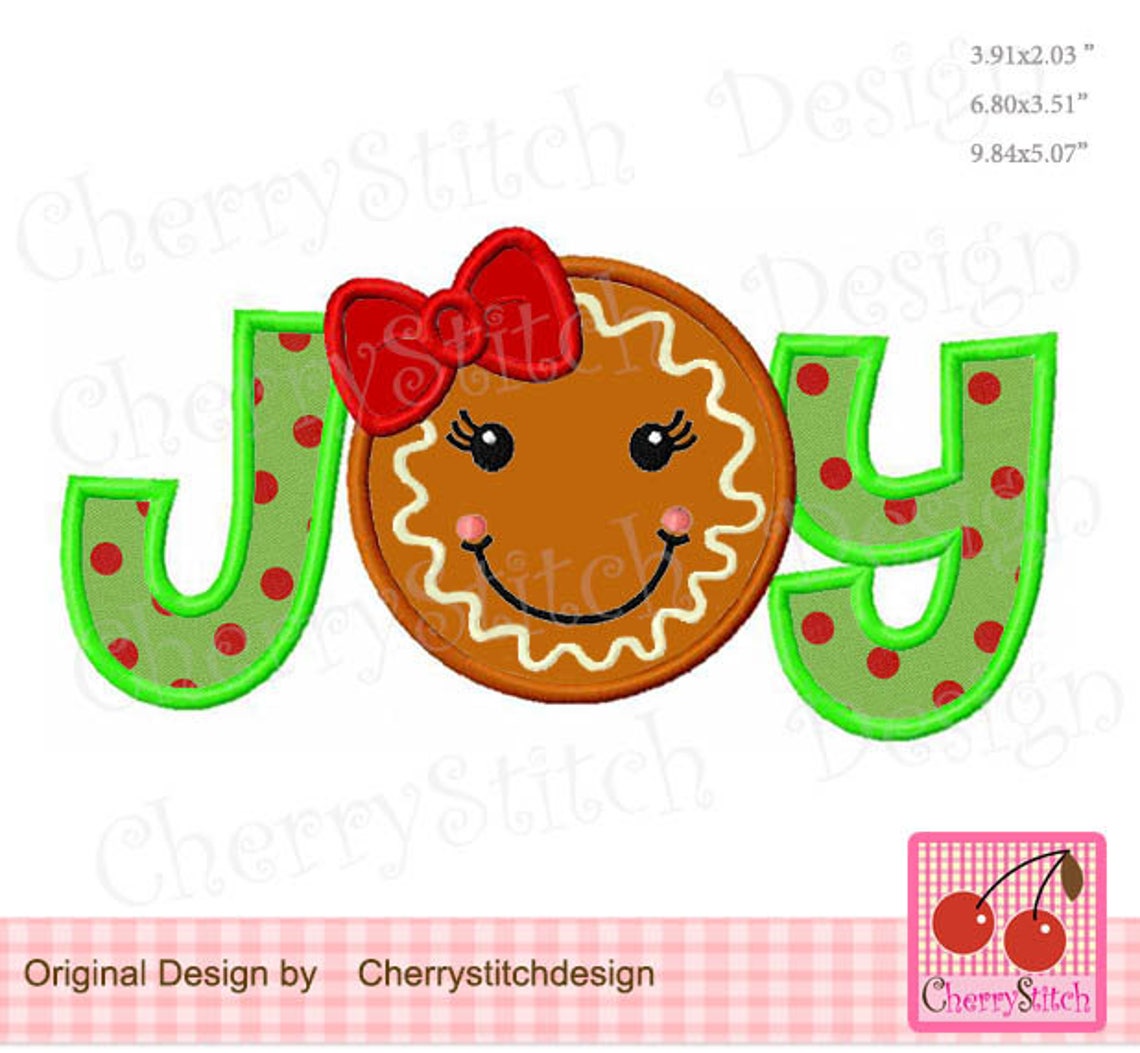 Gingerbread JOY Christmas Machine Embroidery Applique for - Etsy