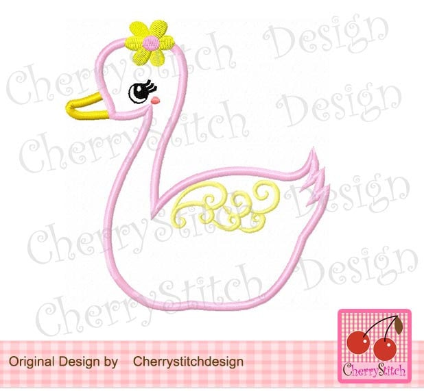Swan Machine Embroidery Applique Design for Girls - Etsy