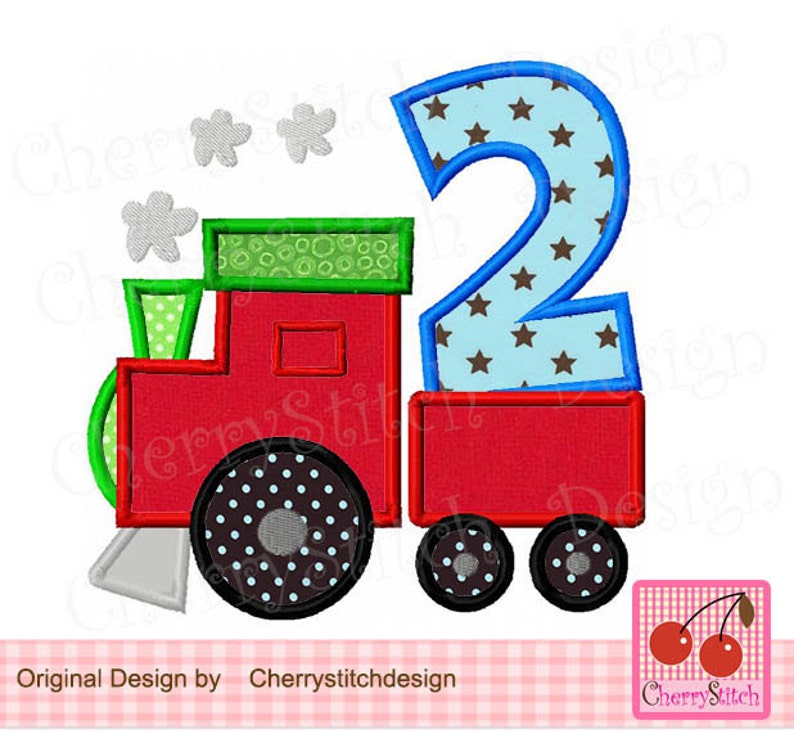 Train Number 2 Birthday Machine Embroidery Applique Design BIR0018 - Etsy