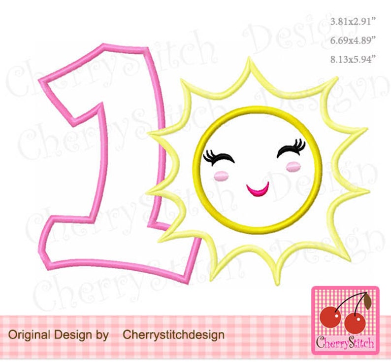 Sunshine Number 1 Smiling Sun Machine Embroidery Applique Design - Etsy