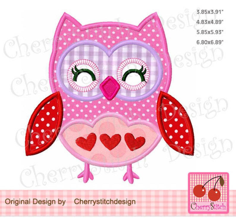 Valentine's Day Embroidery Design Owl Hearts Owl Machine | Etsy