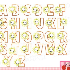 Sunshine Alphabet Sunshine Letters Machine Embroidery Applique - Etsy