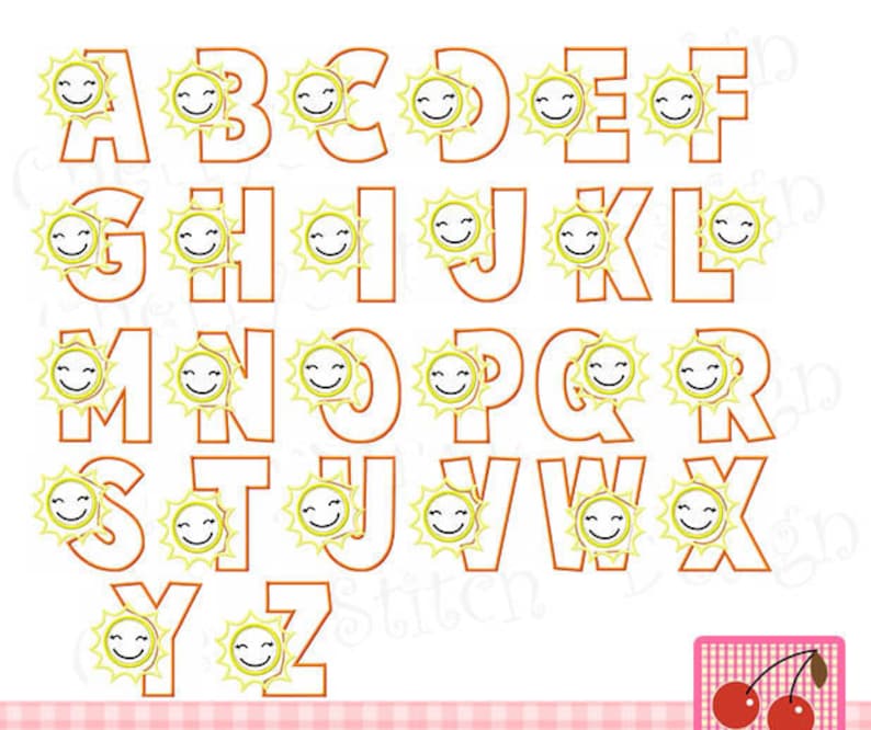 Sunshine Alphabet Sunshine Letters Machine Embroidery Applique | Etsy