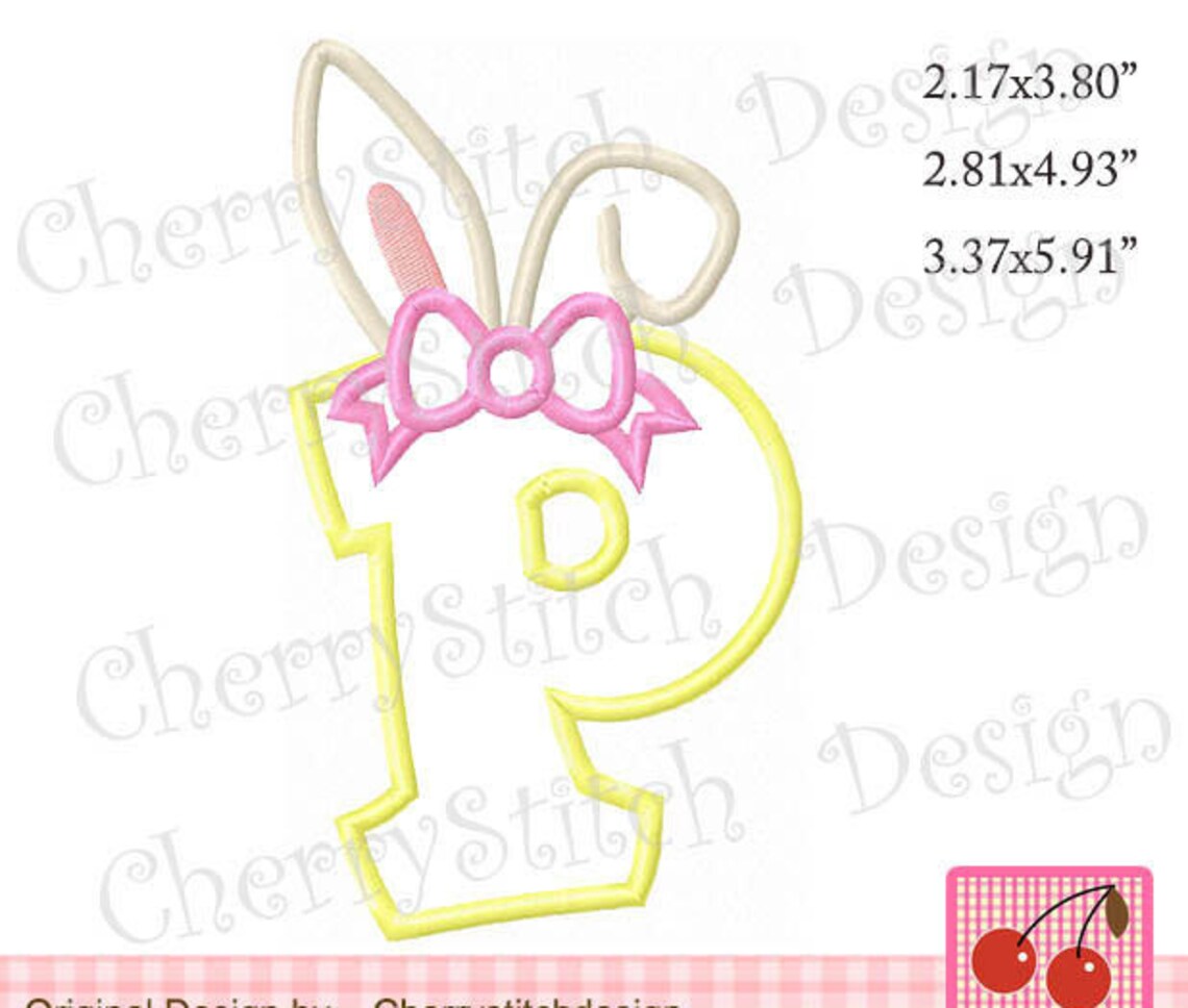 Bunny Ears Monogram P Letter P Easter Machine Embroidery | Etsy