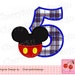 Mickey Mouse Head With Birthday Number 5, Mickey Embroidery Design ...
