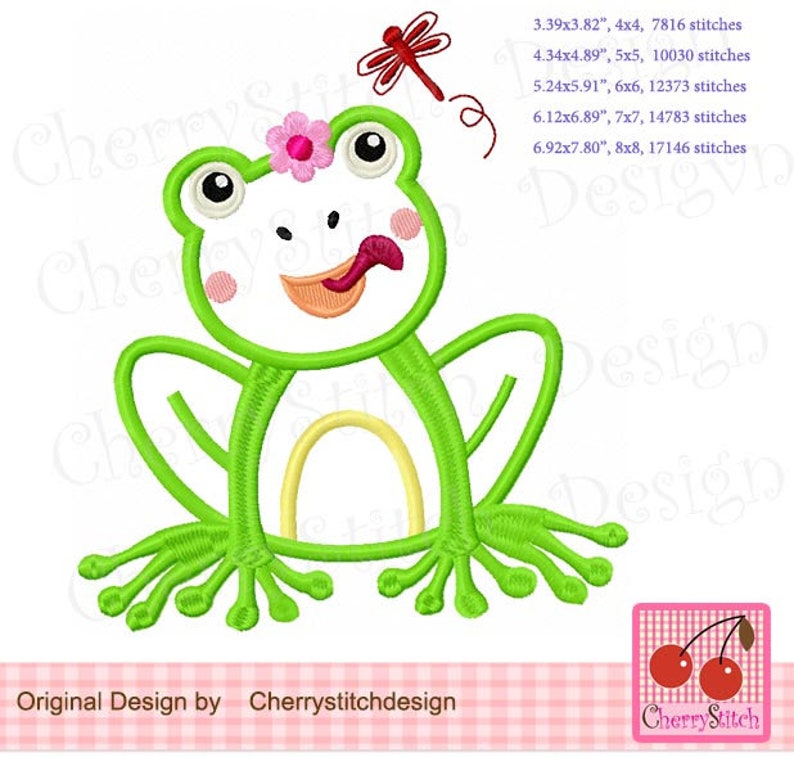 Frog Baby Frog Girl Machine Embroidery Applique Design AN0474 | Etsy
