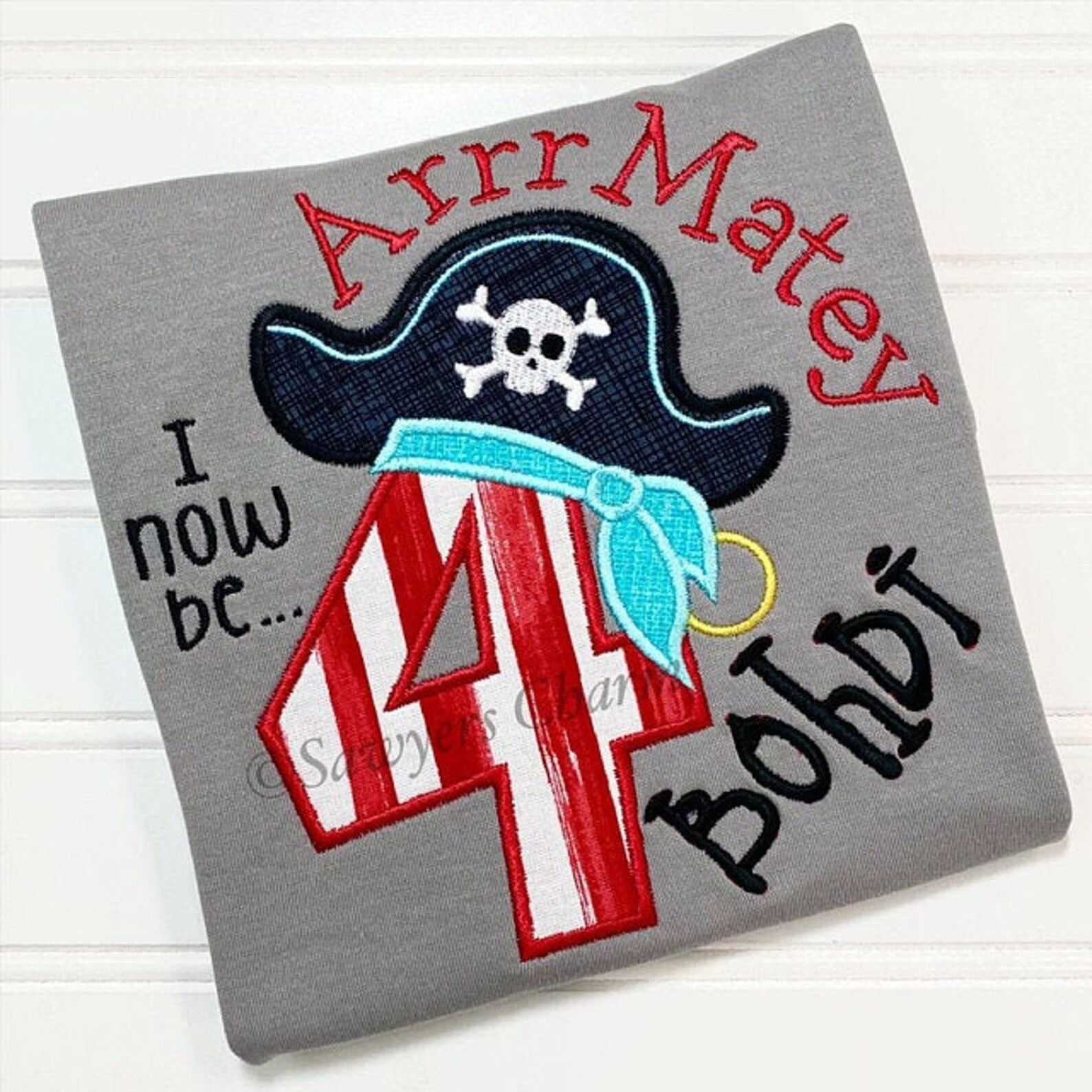 Pirate Number 4 Birthday Machine Embroidery Applique Design - Etsy