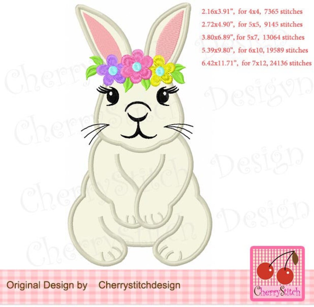 Easter Bunny Applique Rabbit Machine Embroidery - Etsy
