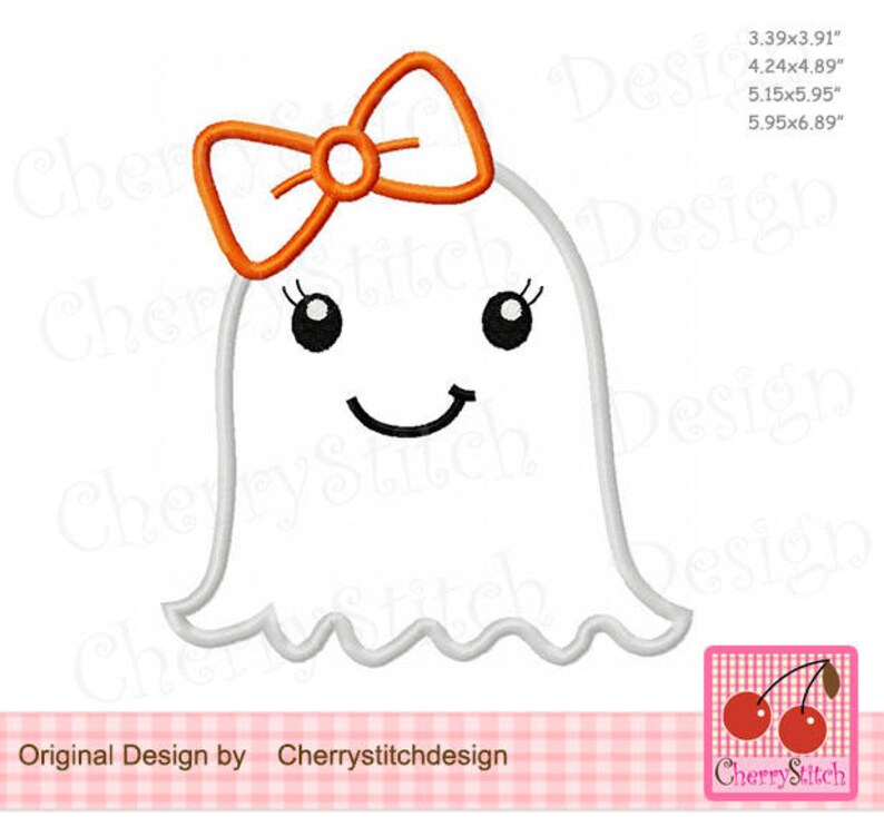 Halloween Ghost Girl Machine Embroidery Applique - Etsy