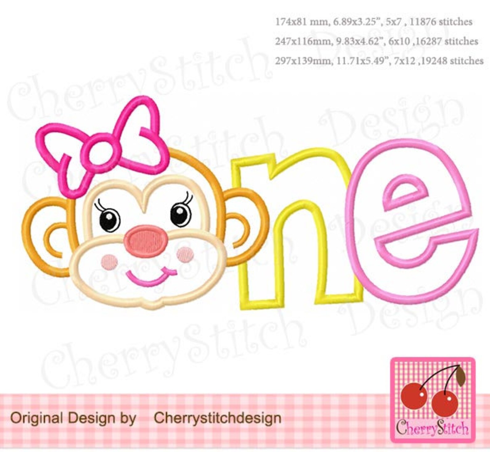 Monkey One Monkey Face One Birthday One Machine Embroidery | Etsy