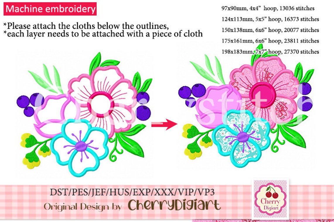Flowers Machine Embroidery Applique & Patch - Etsy