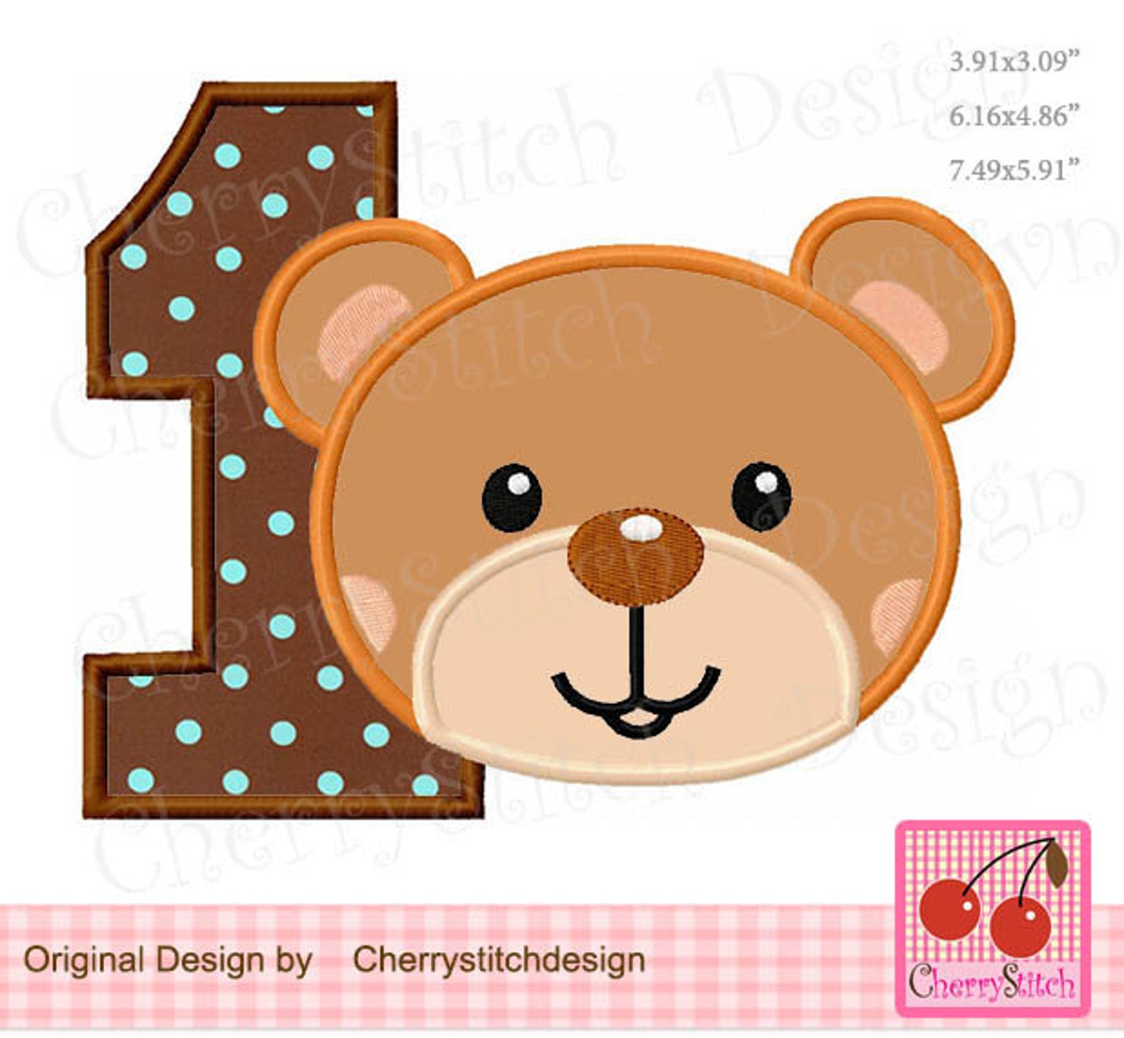 Number 1 With Bear Boy Bear Birthday Machine Embroidery Applique - Etsy