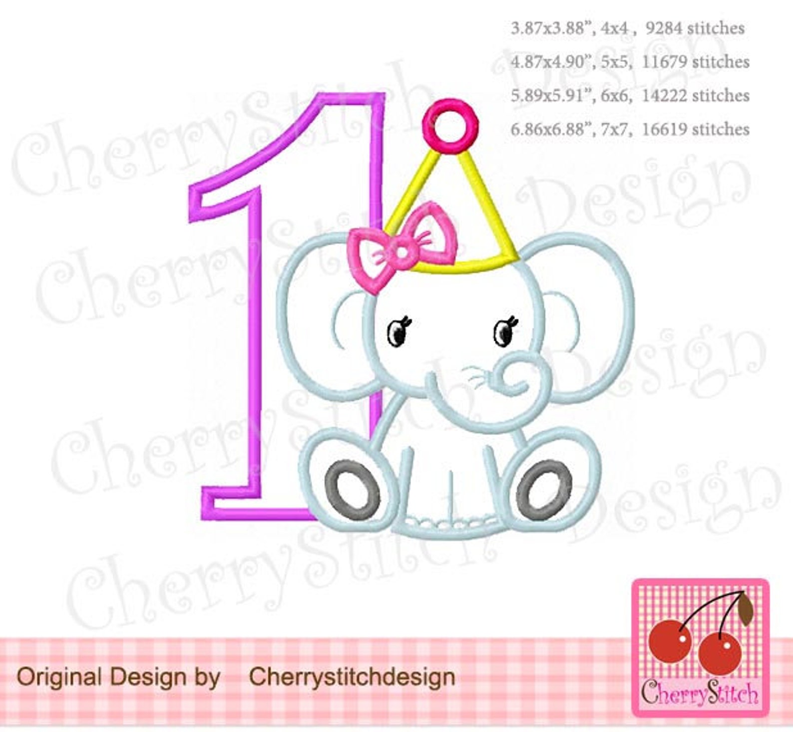 Elephant Number 1 Animal Birthday Embroidery Applique - Etsy