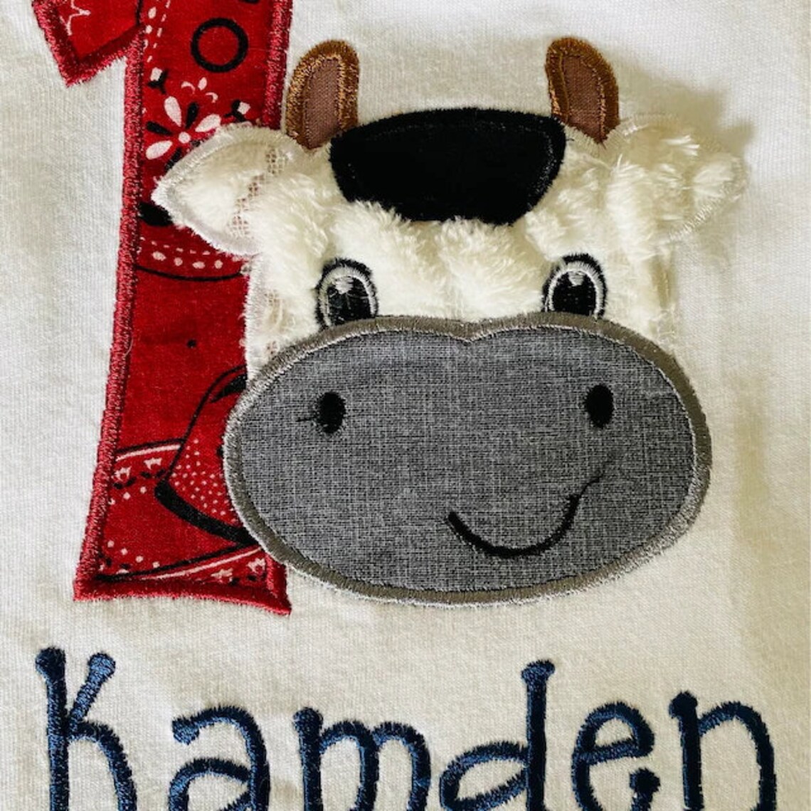 Cow Birthday Number 1 Machine Embroidery Applique - Etsy