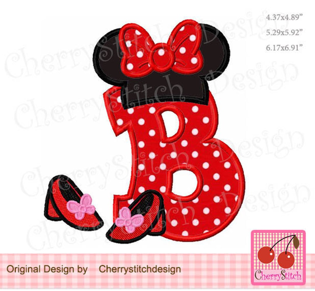 Minnie Letter B Machine Embroidery Applique - Etsy