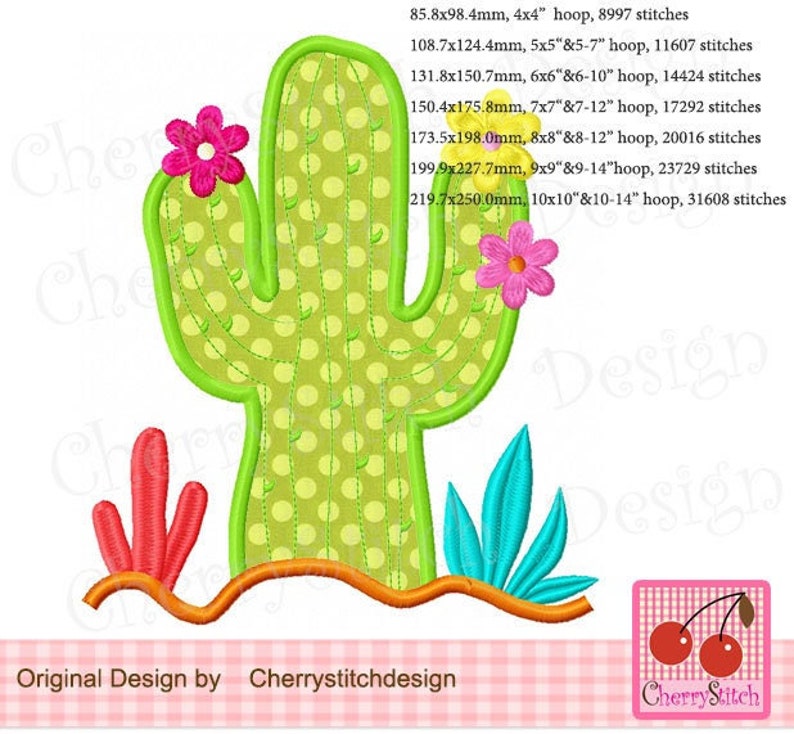 Cactus Machine Embroidery Applique Design SUM44 - Etsy