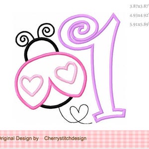 Ladybug Number 1 Birthday Machine Embroidery Applique - Etsy