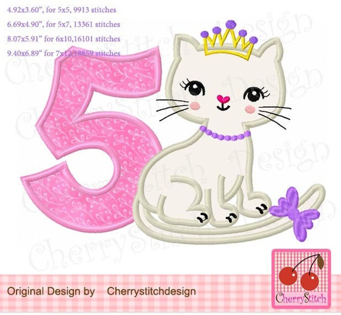 Kitty Number 5 Princess Kitty Cat Birthday Number 5 Machine | Etsy