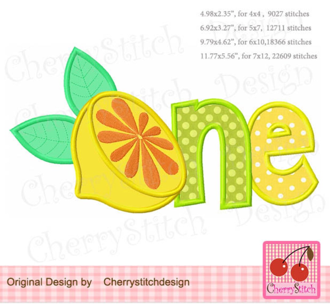 Lemon One, Birthday One Machine Embroidery Applique Design BIR0343 - Etsy