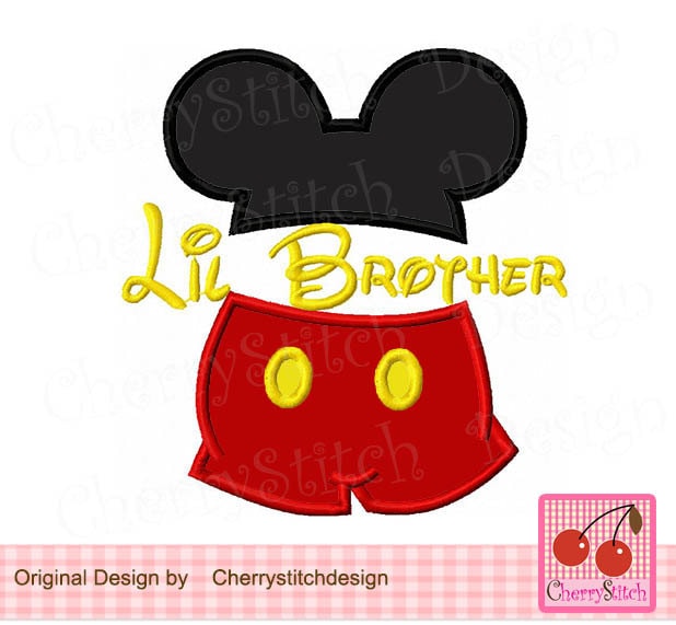 Lil Brother Mickey Machine Embroidery Applique Design - for 4x4 5x5 6x6 ...