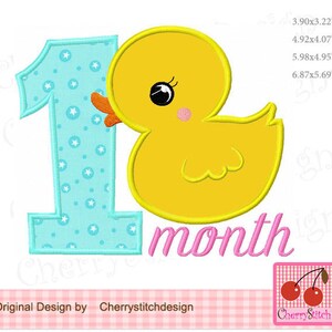 Duck Number 1 Baby 1 Month New Baby Machine Embroidery | Etsy