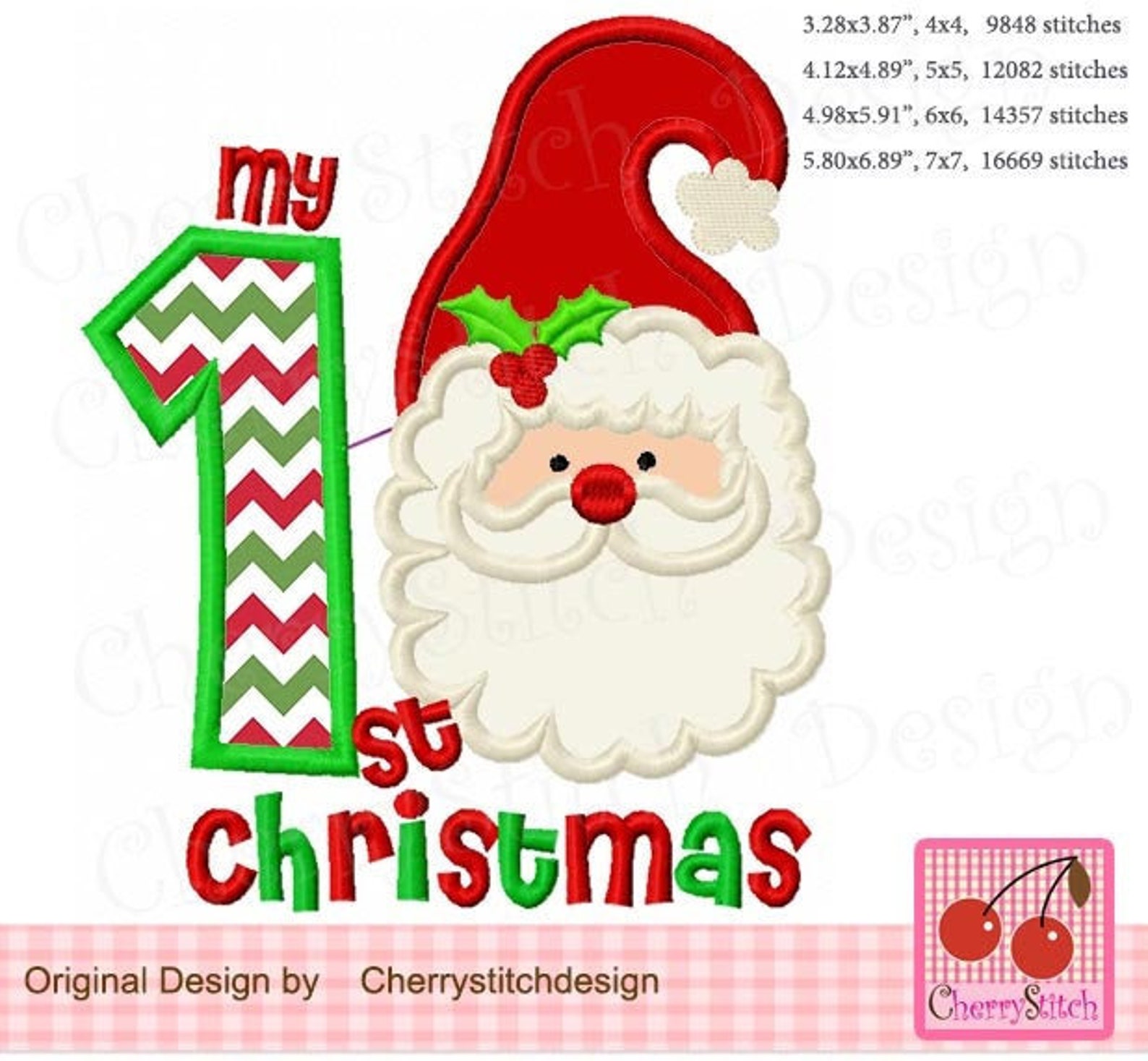 My 1st Christmas Santa Claus Machine Embroidery Applique | Etsy