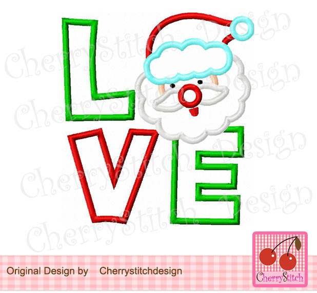 Love Santa Claus Christmas Machine Embroidery Applique - Etsy