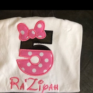 Minnie Number 5 Birthday Embroidery Applique Design - Etsy