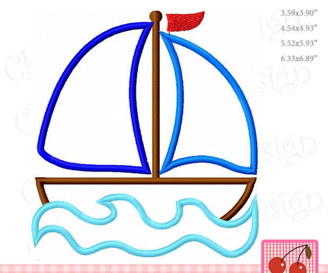 Sailboat Machine Embroidery Applique Design - Etsy