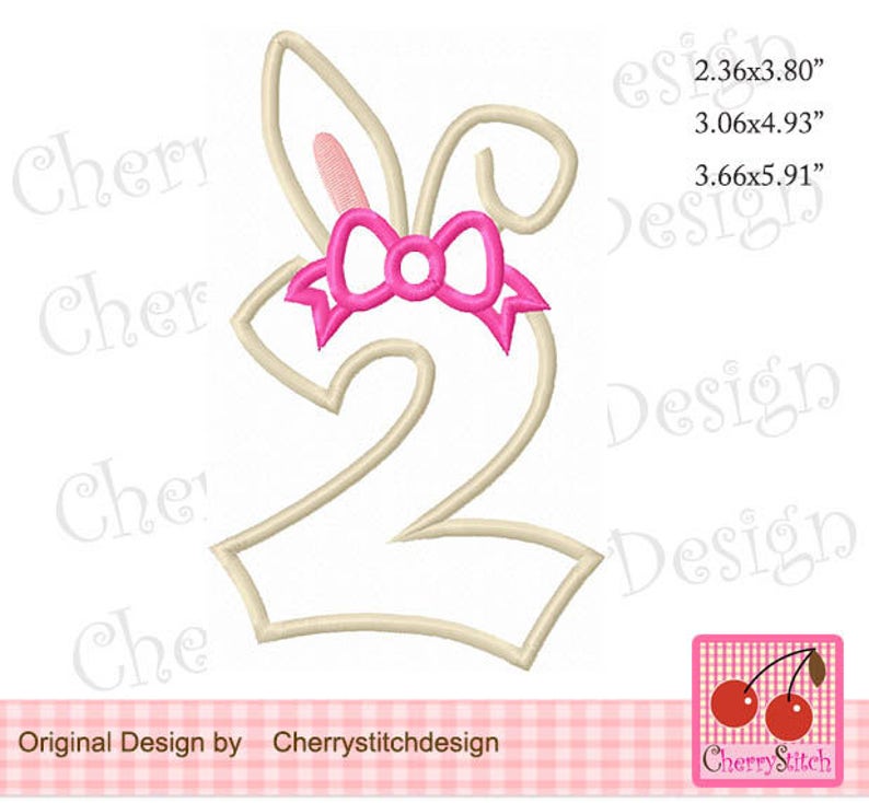 Bunny Number 2 Easter Machine Embroidery Applique Design - Etsy