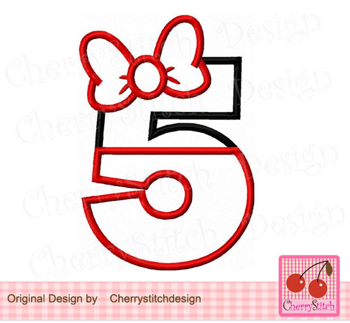 Minnie Number 5 Birthday Embroidery Applique Design - Etsy