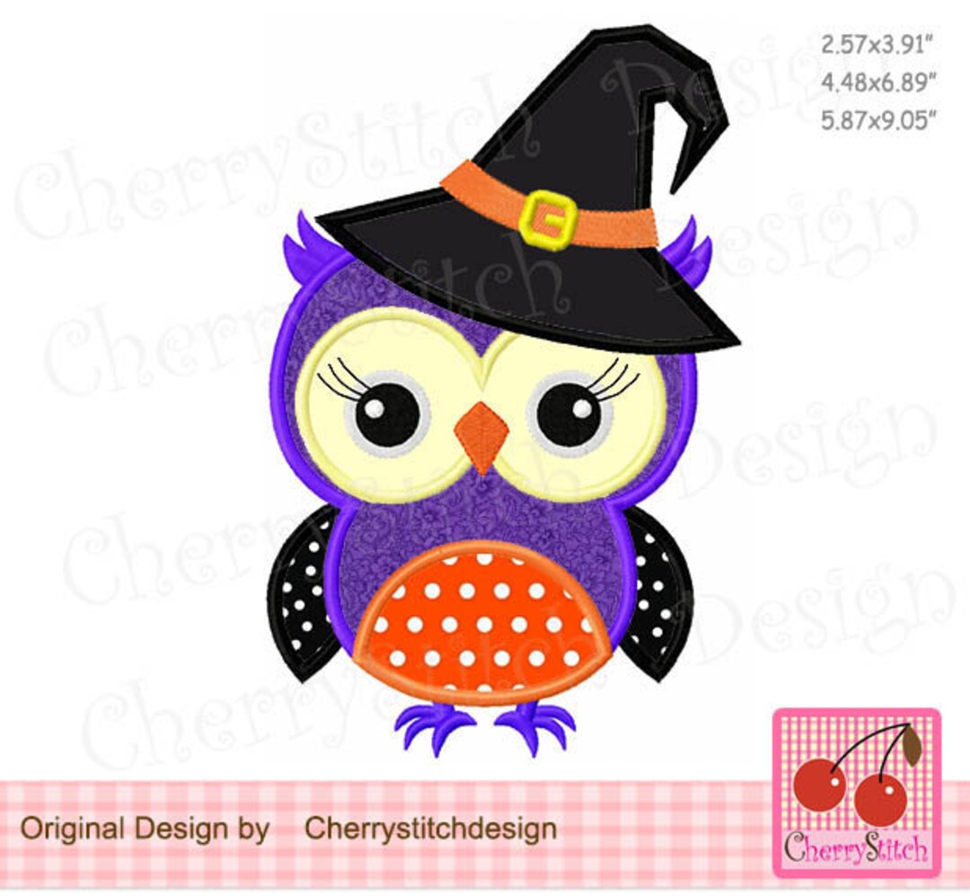 Owl Halloween Witch Owl Machine Embroidery Applique Design - Etsy