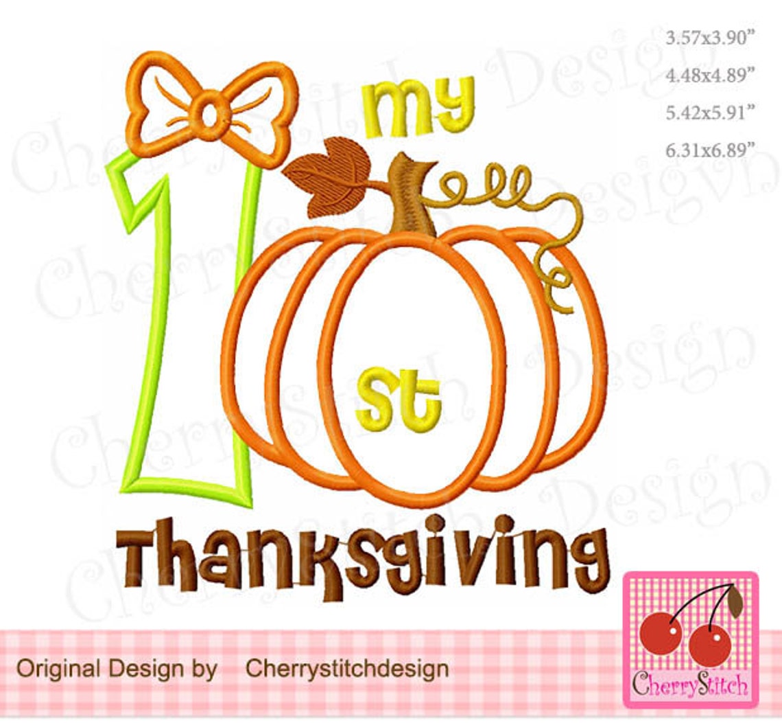 My 1st Thanksgiving Pumpkin number 1 Machine Embroidery | Etsy