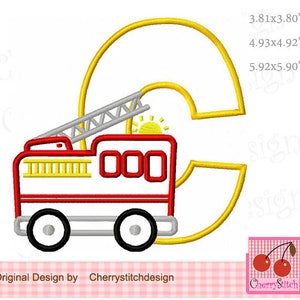 Fire Truck Monogram C Letter C Machine Embroidery Applique Design - Etsy