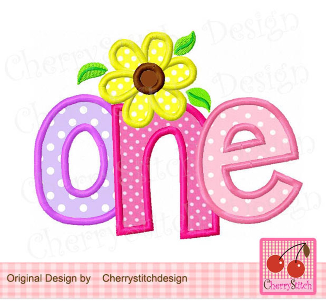 Birthday ONE With Flower Birthday Machine Embroidery Applique - Etsy